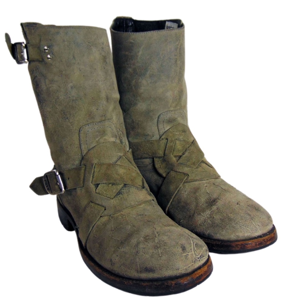 Frye 87830 Gray Suede Motorcycle Boots Size 8.5 - Gem
